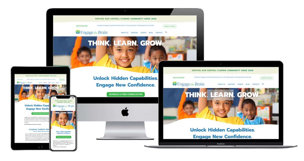 Engage The Brain Tutoring Website Design | Design TLC