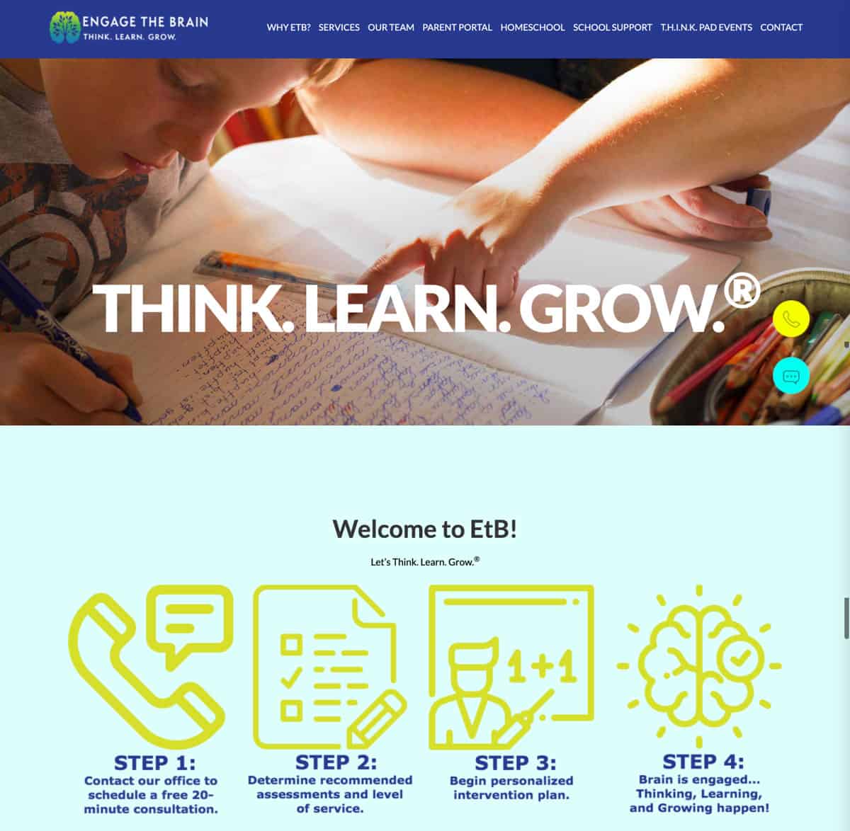 Engage The Brain Tutoring Website Design | Design TLC