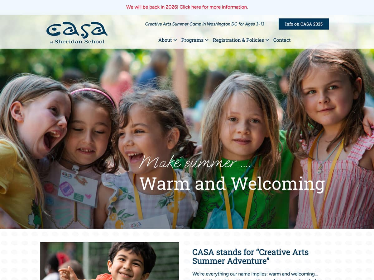 CASA at Sheridan School Summer Camp Website | Design TLC